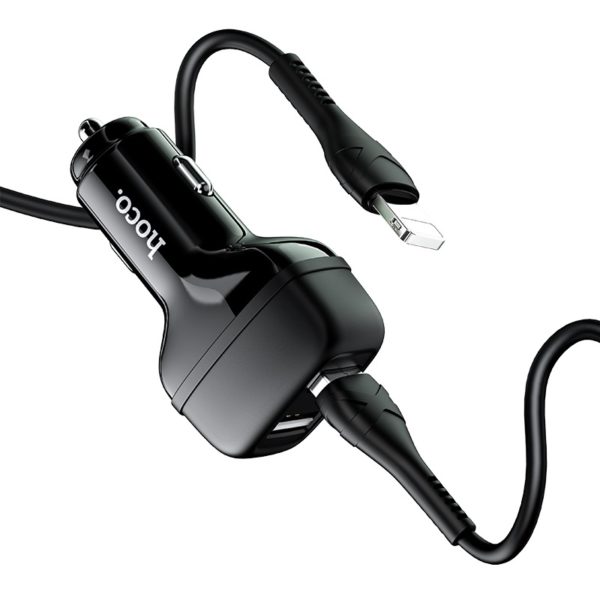 HOCO Z36 LEADER CAR CHARGER DUAL PORT SET WITH LIGHTNING CABLE