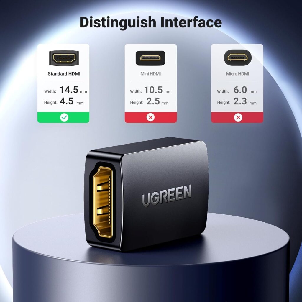 UGREEN 20107 HDMI Coupler 4K@60Hz HDMI Female to Female Adapter