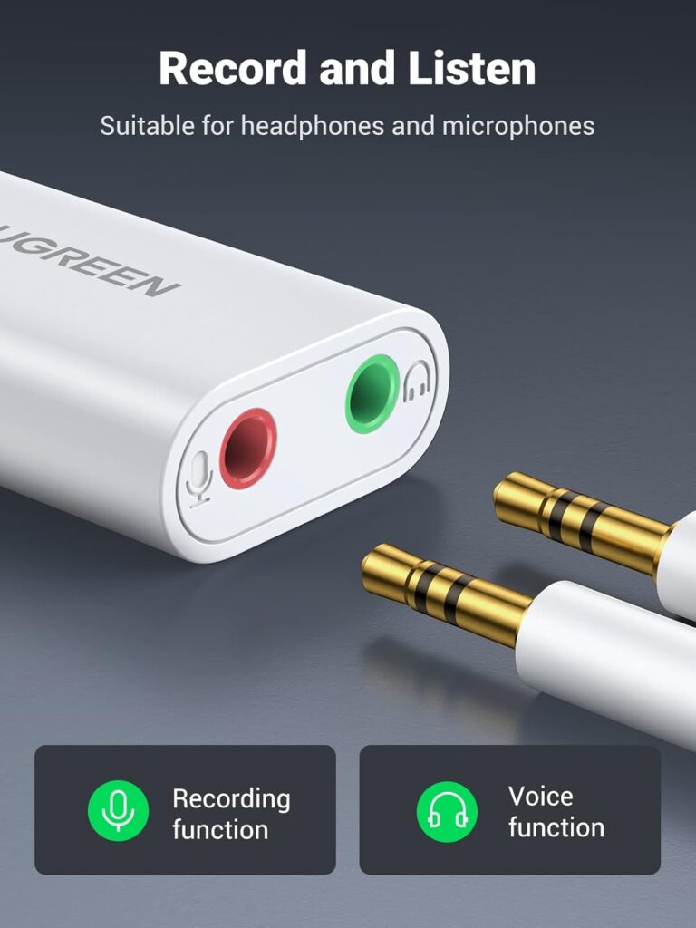 UGREEN 30143 USB Audio Adapter External Stereo Sound Card with 3.5mm ...