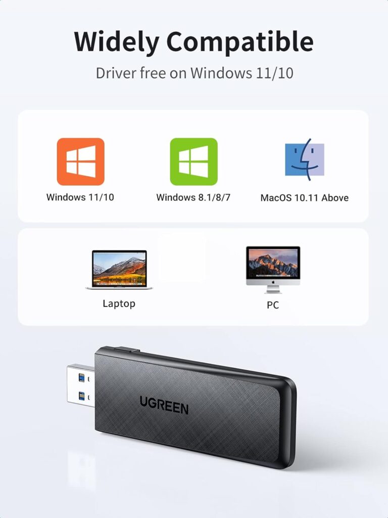 UGREEN 50340 AC1300 USB WiFi Adapter 5G 2.4G Dual Band USB 3.0 WiFi ...