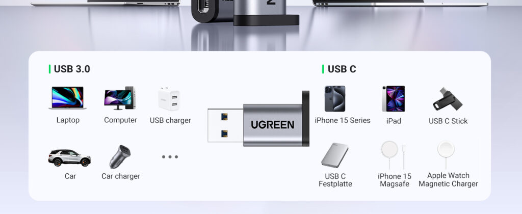 UGREEN 50533 10Gbps USB 3.0 Male to USB C Female Adapter