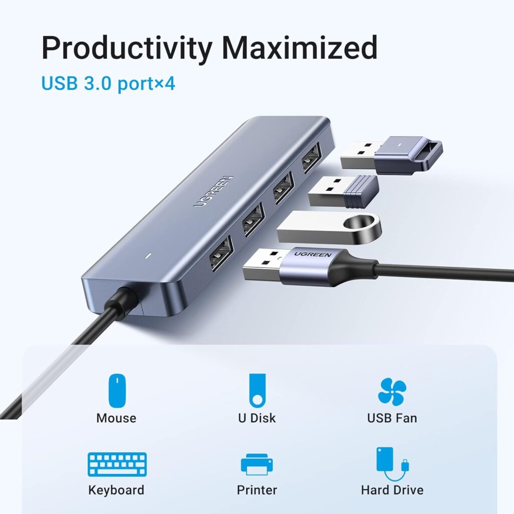 UGREEN 70336 USB C to 4 Ports USB 3.0 Hub 5Gbps Data Transfer