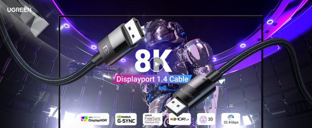 UGREEN 80392 VESA Certified 8K DP 1.4 Cable Displayport to Displayport ...