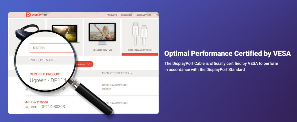 UGREEN 80392 VESA Certified 8K DP 1.4 Cable Displayport to Displayport ...