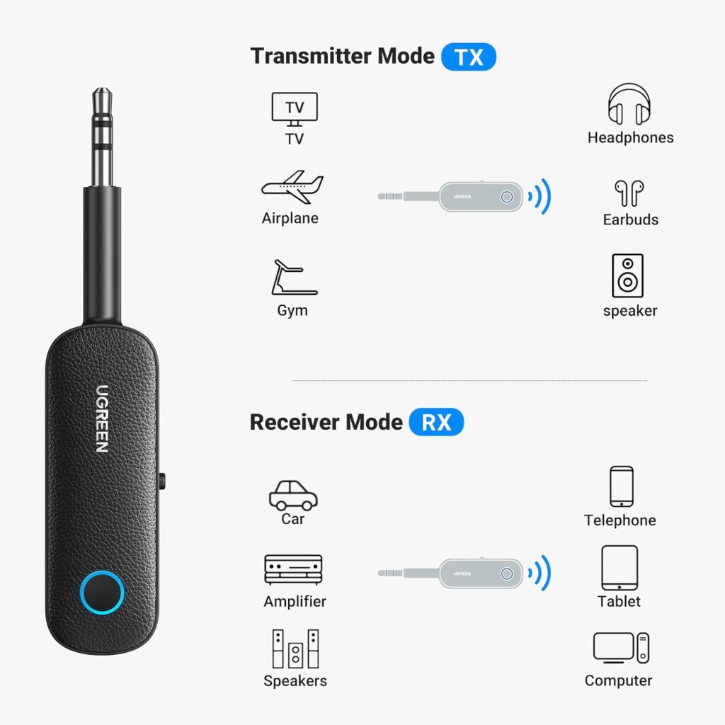 UGREEN 80893 Bluetooth Transmitter Receiver for 2 AirPods or BT Devices
