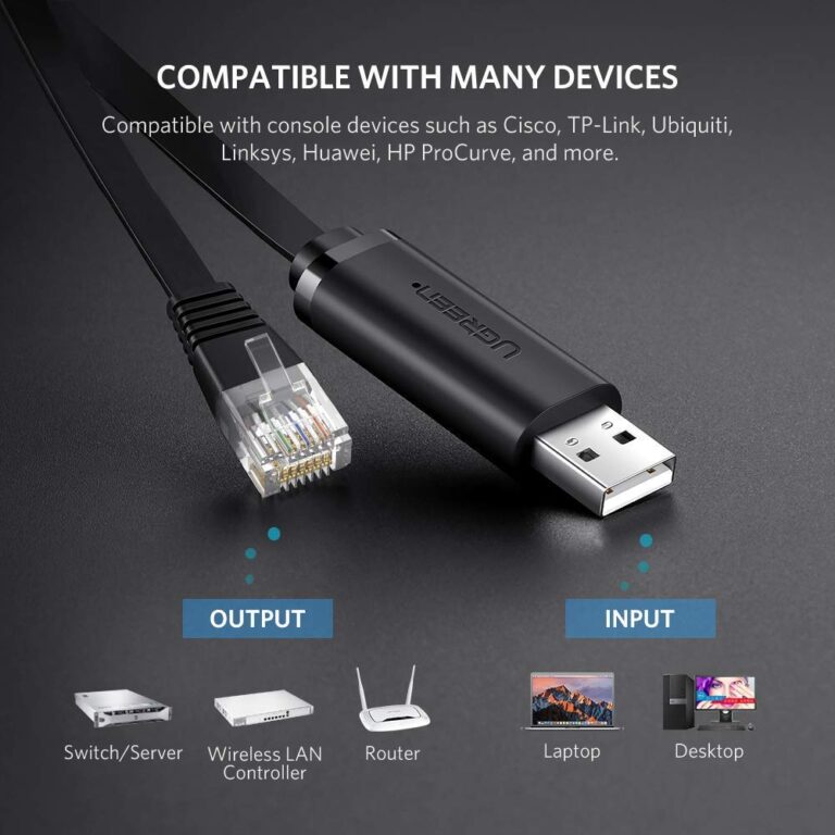 UGREEN 50773 USB Console Cable (1.5 Meter) USB 2.0 to RJ45 with RS232 ...