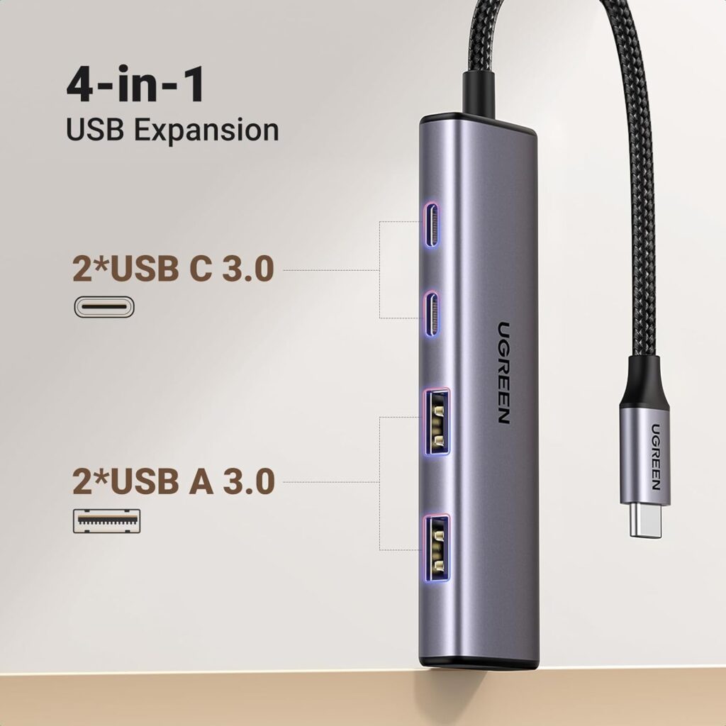 UGREEN 15395 USB-C Hub 4 Ports, USB C Multiport Adapter with 2 USB C ...