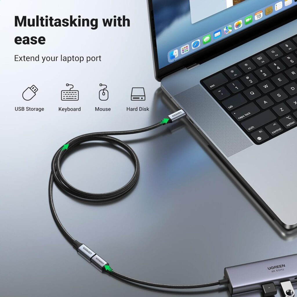 UGREEN 30205 USB-C to USB-C Female Gen 2 (1 Meter) Alu Case Braided ...