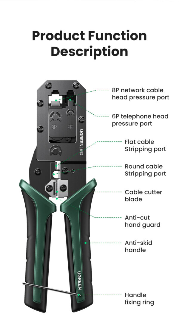 UGREEN 70683 RJ45 Crimper Tools RJ45 Crimping Pliers for CAT6/7/8 ...