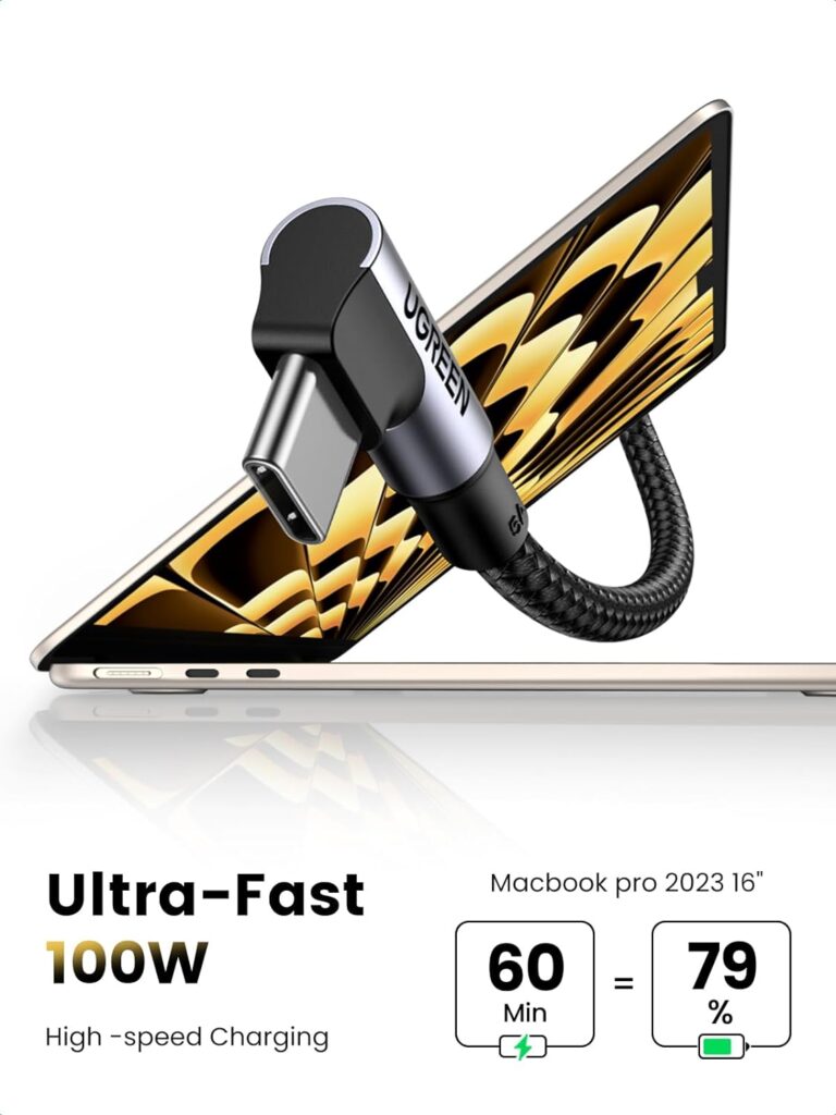 UGREEN 70645 100W USB C Cable 90 Degree Type C Charging Cable (2 Meter)