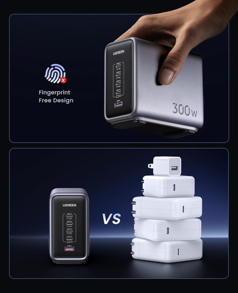 UGREEN Nexode 300W USB C GaN Fast Charger-5 Ports Desktop Charger EU Plug