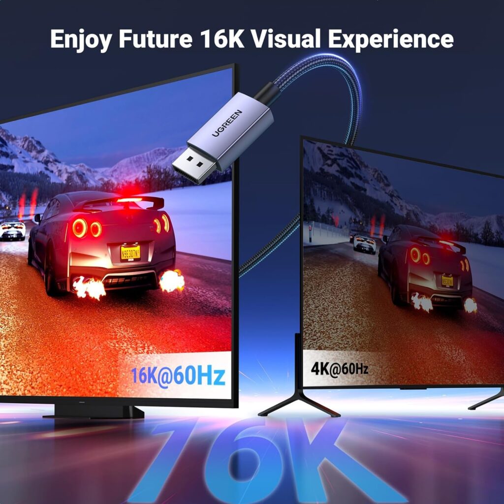UGREEN 15384 16K DisplayPort Cable 2.1 (VESA Certified) FreeSync G-Sync ...
