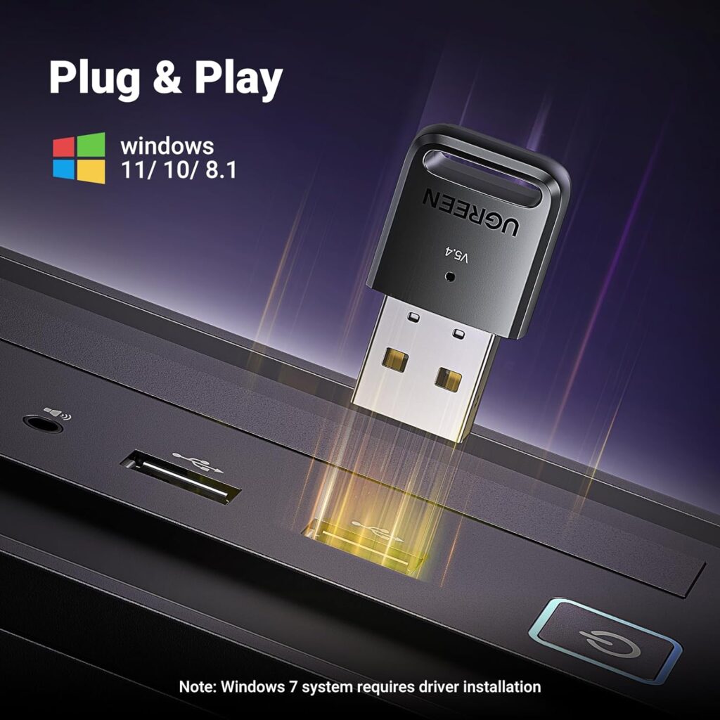 UGREEN 35058 USB Bluetooth 5.4 Adapter for PC, Plug & Play for Windows ...