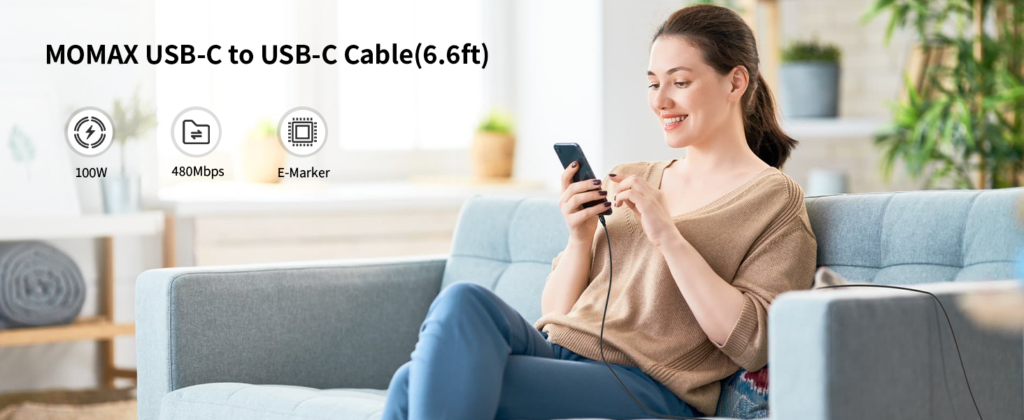 MOMAX Go Link DC20D USB-C to USB-C PD Cable 100W (2 Meters)