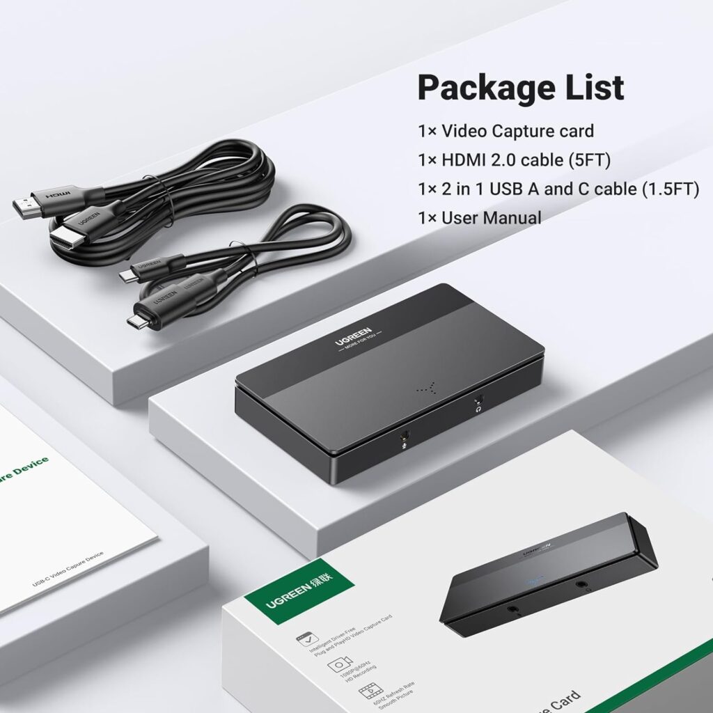 UGREEN 15390 4K Video Capture Card, Full HD 1080P 60FPS USB/Type-C 3.0 ...
