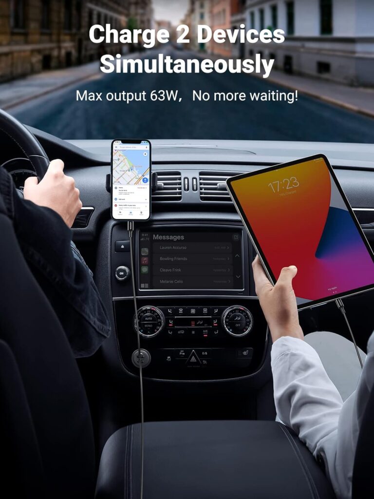 UGREEN 90645 63W USB C Car Charger, PD 45W Type C Car Charger Fast Charging