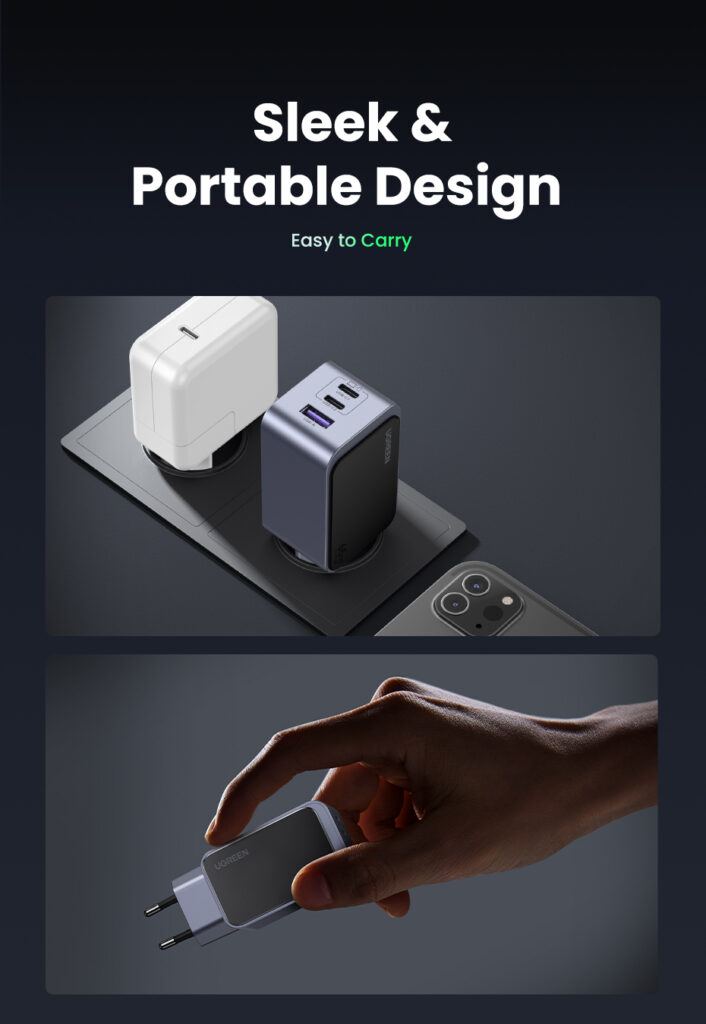 UGREEN 35042 Nexode Air 65W 3-Port GaN PD Fast Charger (USB + 2x USB-C)