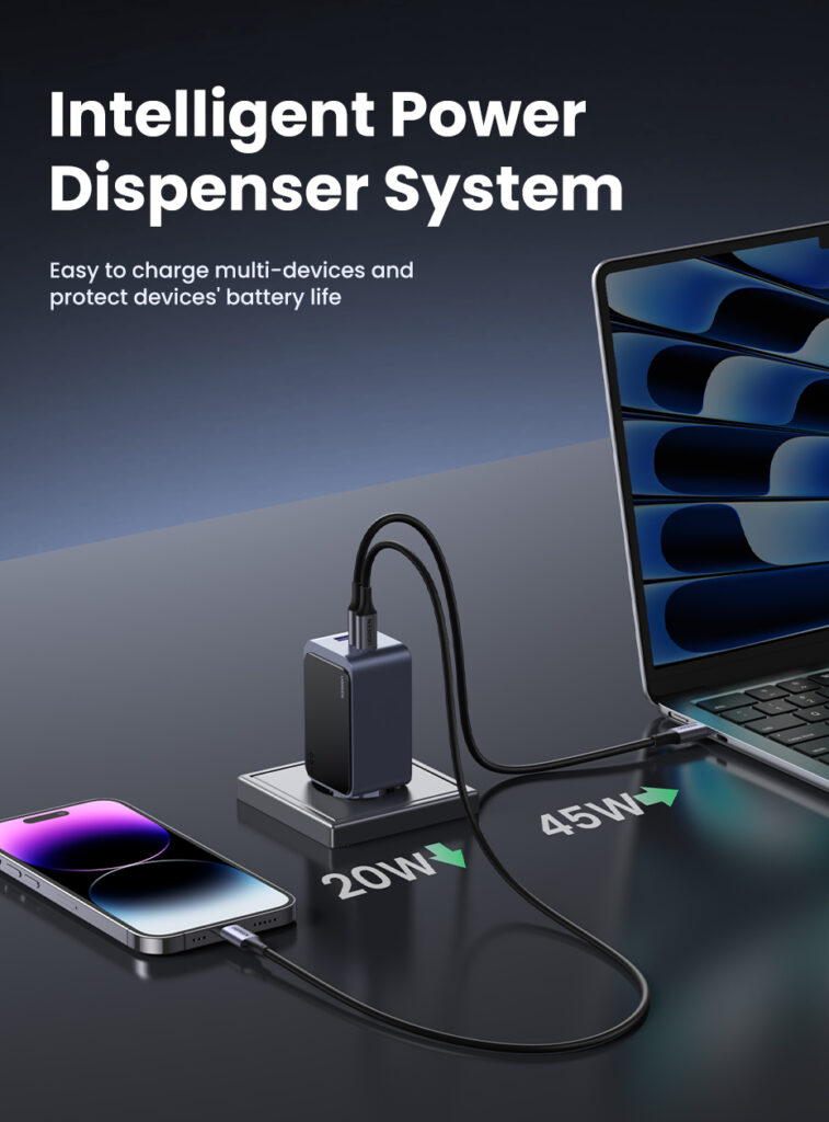 UGREEN 35042 Nexode Air 65W 3-Port GaN PD Fast Charger (USB + 2x USB-C)