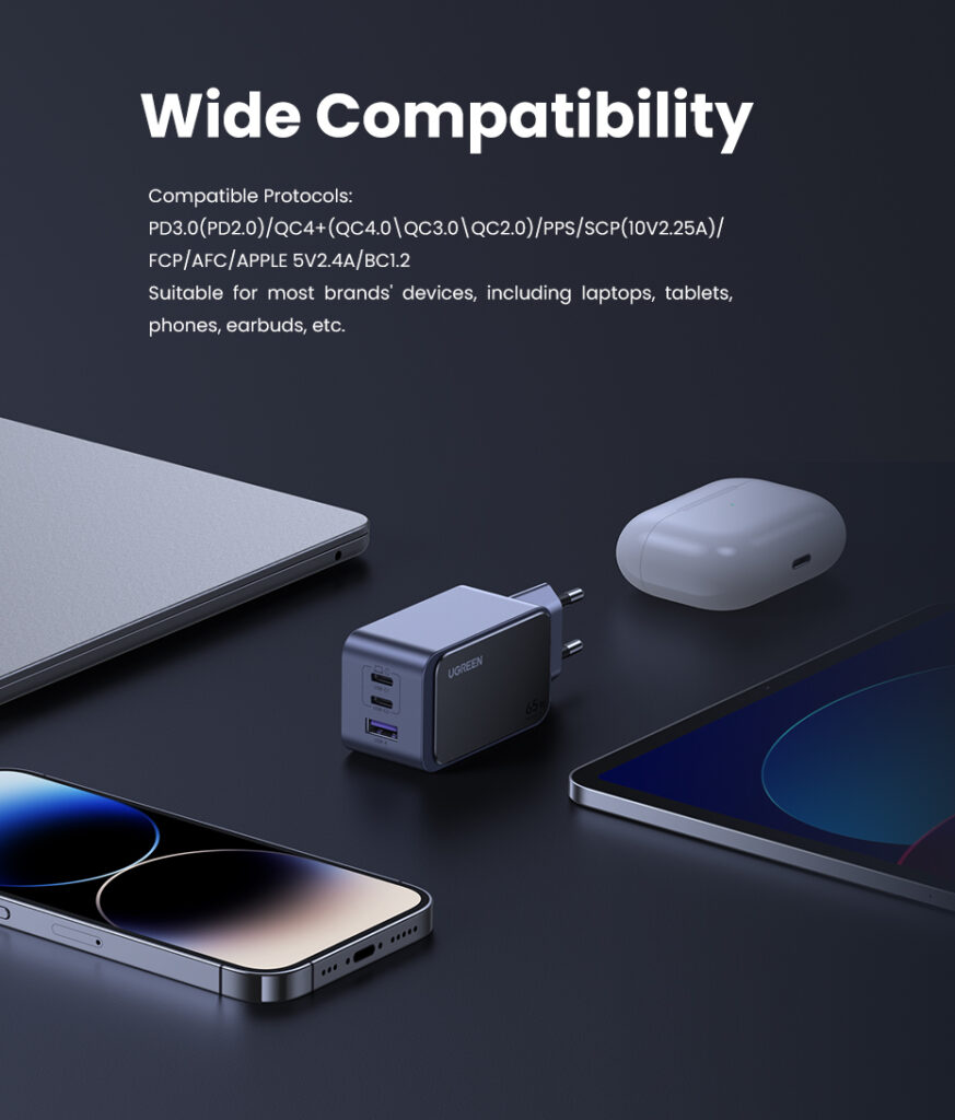 UGREEN 35042 Nexode Air 65W 3-Port GaN PD Fast Charger (USB + 2x USB-C)