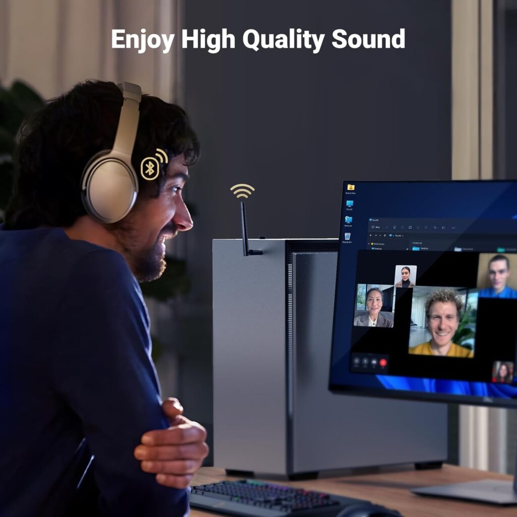 UGREEN 15610 Bluetooth 5.3 Adapter Long Range USB Bluetooth Dongle for PC, Plug & Play for ...