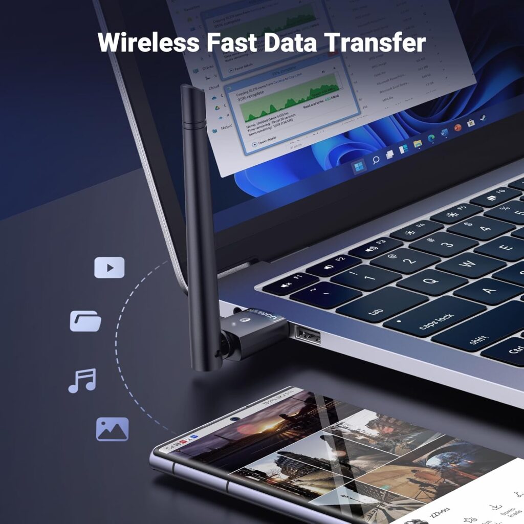 UGREEN 15610 Bluetooth 5.3 Adapter Long Range USB Bluetooth Dongle for ...