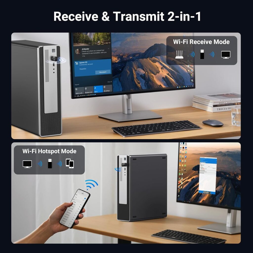 UGREEN 35264 WiFi-6 AX900 900Mbps WiFi Adapter 5G 2.4G Dual Band WiFi Dongle for PC Laptop