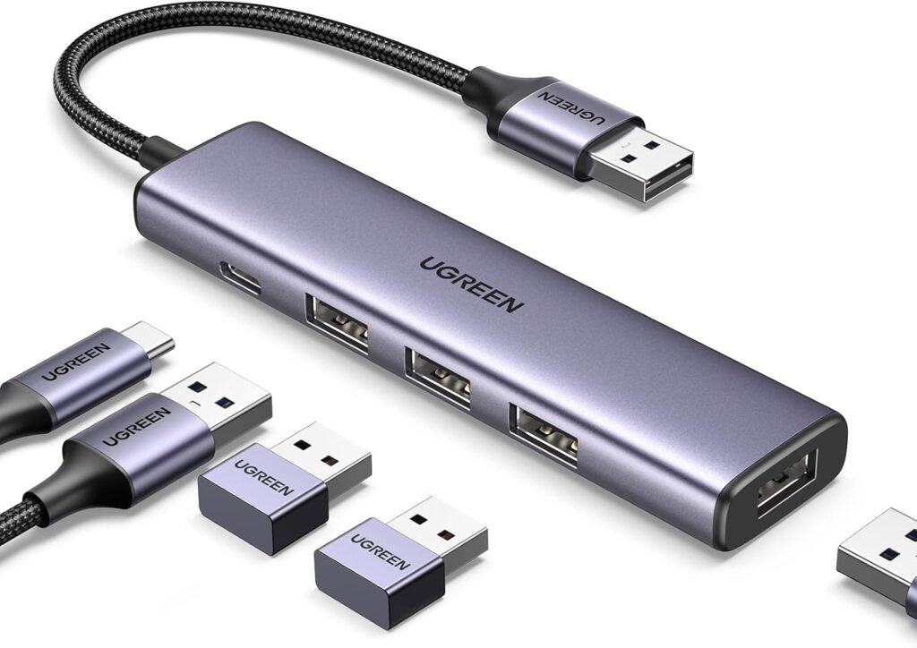 UGREEN 20805 USB 3.0 Hub 4 Ports Aluminum Ultra-Slim USB Multiport ...