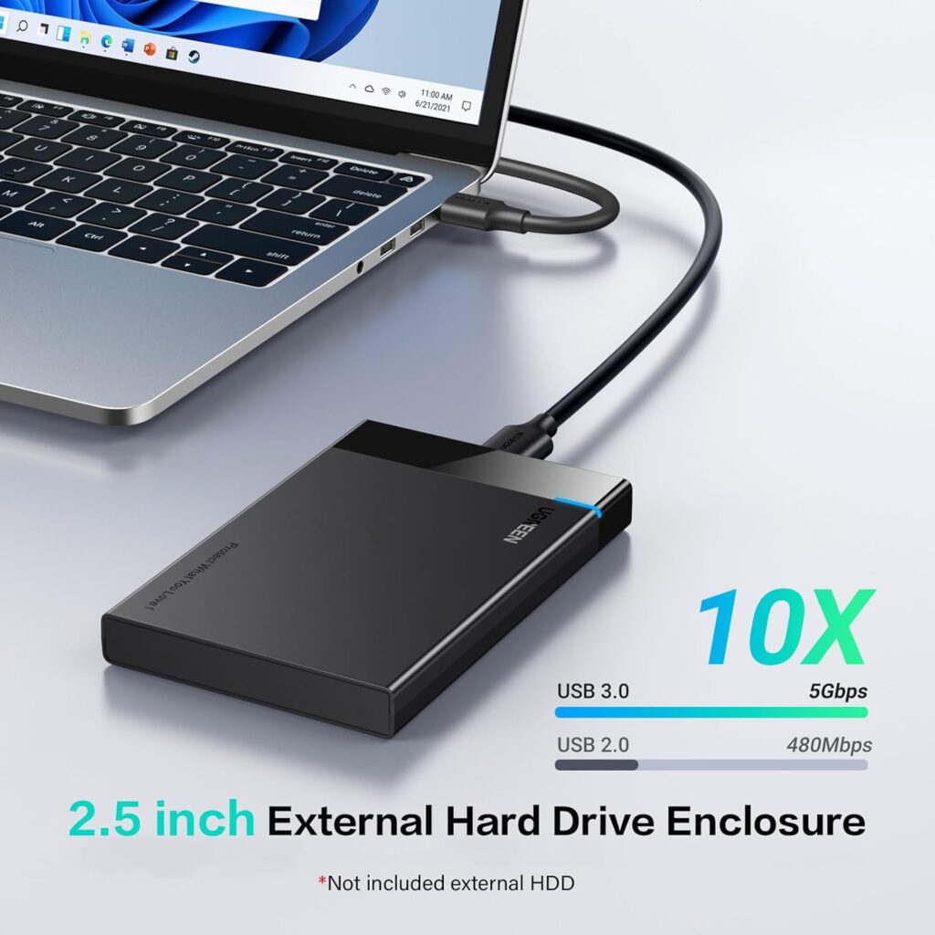 UGREEN 30847 2.5" Hard Drive Enclosure USB 3.0 to SATA III Adapter