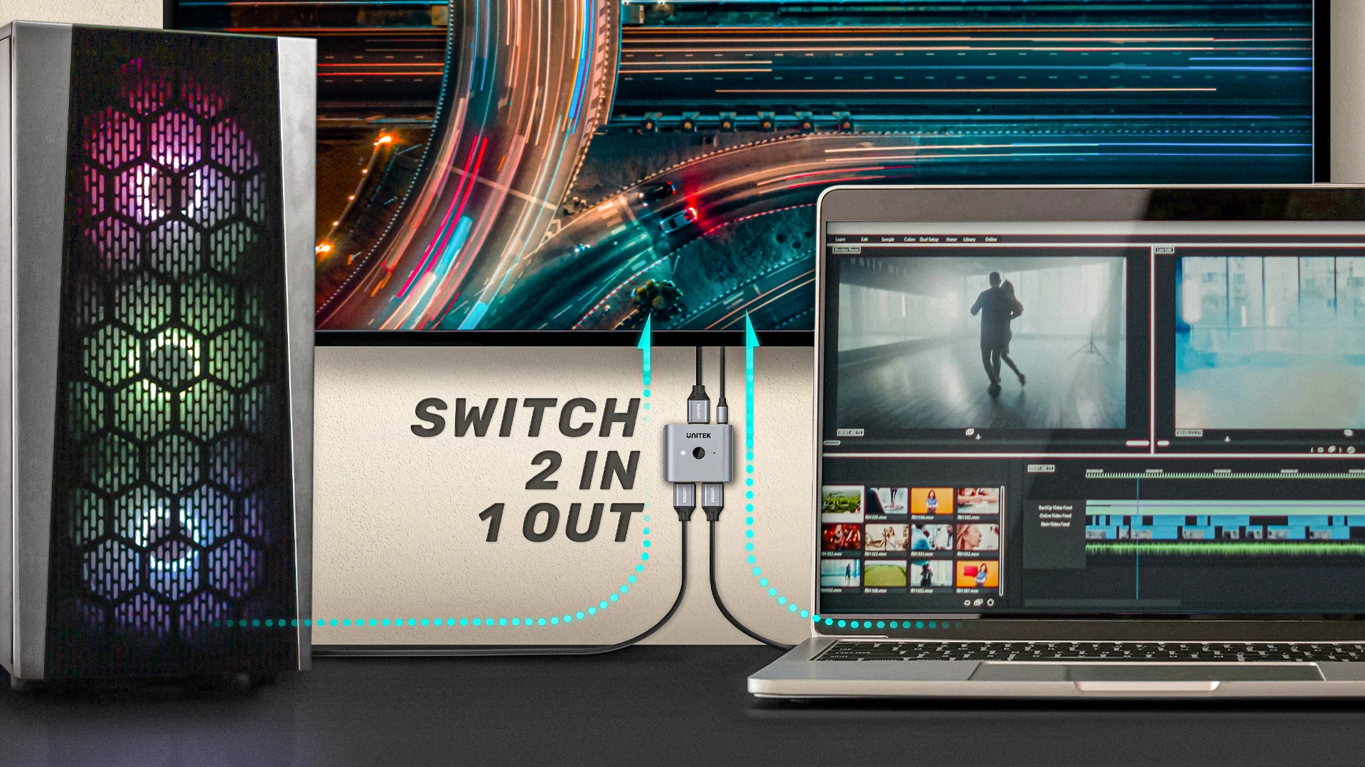 UNITEK 8K HDMI 2.1 Bidirectional Switch 2-In-1 And 1-In-2 8K@60Hz 4K@120Hz